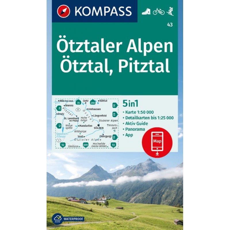 Ötztaler Alpen Otztal Pitztal Wanderkarte Kompass Verlag ...